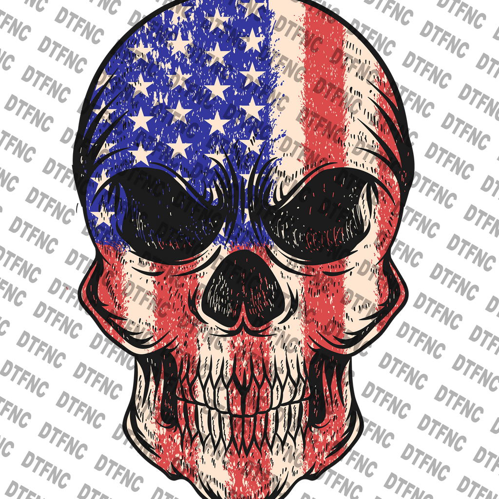 Patriot Skull - 4th of July DTF Transfers for Custom Apparel